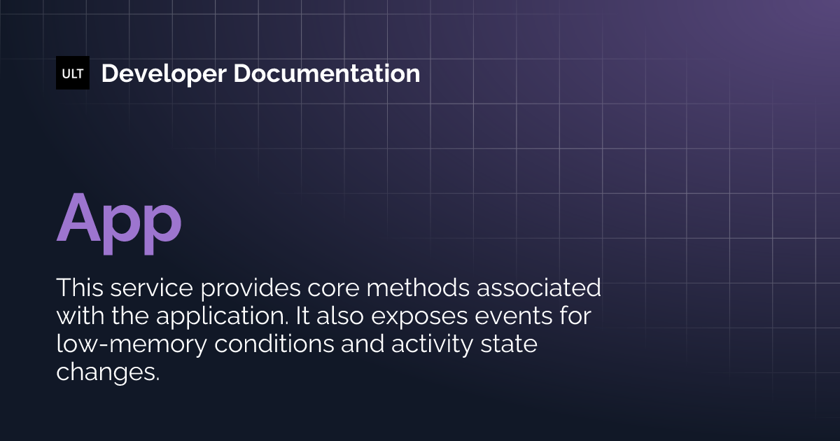App | Developer Documentation